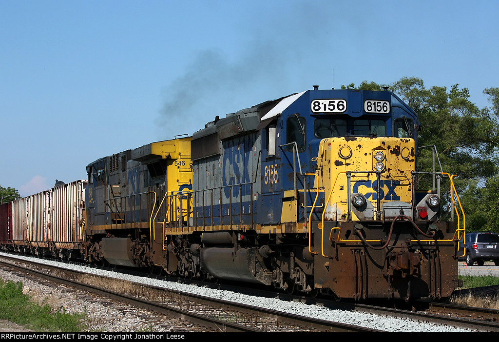 CSX 8156 and 546 shove Y171 east